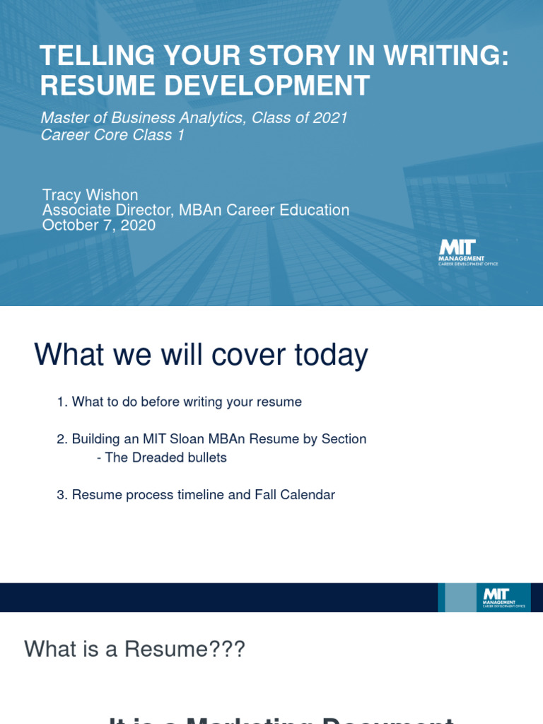 MBAn Career Core Resume Workshop 2021 Final YourCDO | PDF | Résumé | Analytics