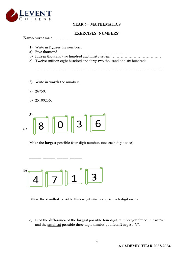 3 Numbers Exercise | PDF | Numbers | Mathematics
