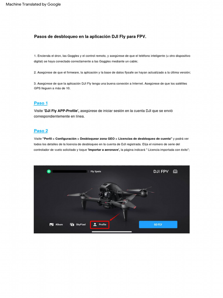 Unlocking Steps For DJI Fly APP (FPV) | PDF | Vehículo aéreo no tripulado | Software de la ...