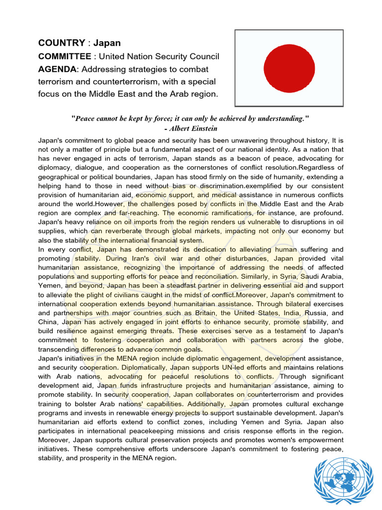 Japan's PositionPaper | PDF | Humanitarian Aid | Peace