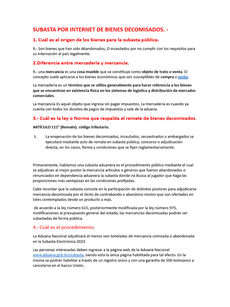 Subasta por internet de bienes decomisados (1) | PDF | Subasta | Capitalismo