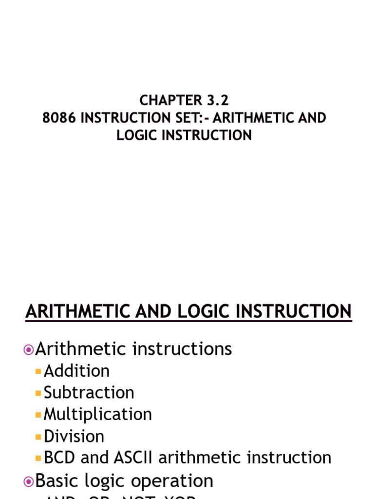 Chapter 3.2 Arithmetic and Logic Intructions | PDF | Binary Coded Decimal | Theory Of Computation