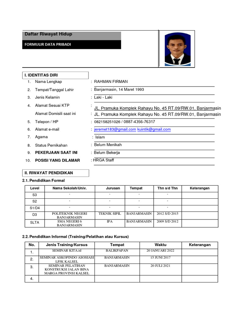 Cv. Rahman Firman | PDF