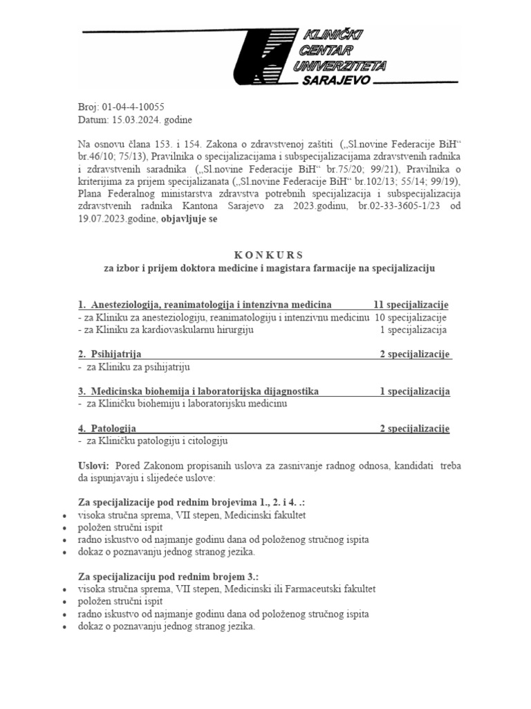 konkurs-specijalizanti-anest-psih.-biohem | PDF