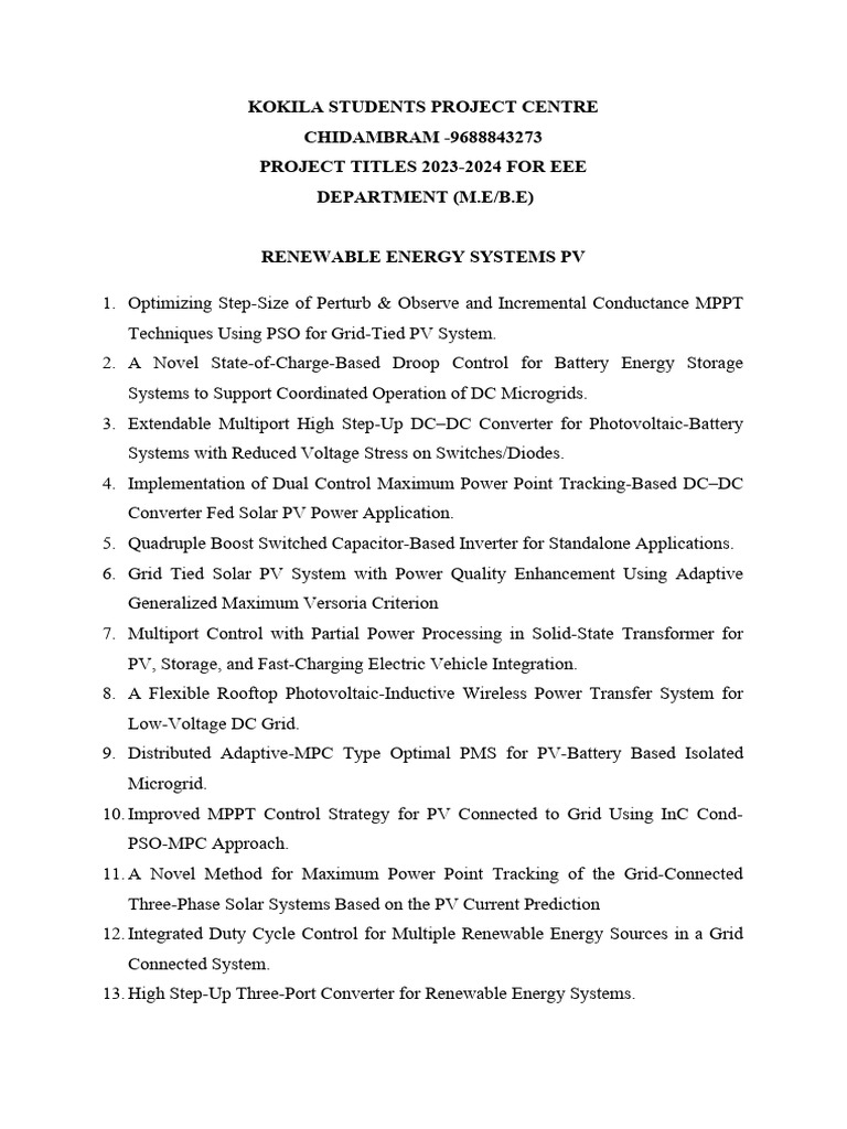 Kokila Students Project Centre | PDF | Power Inverter | Photovoltaics
