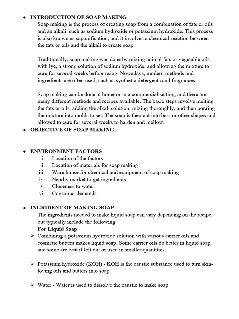 INTRODUCTION OF SOAP MAKING | PDF | Soap | Sodium Hydroxide