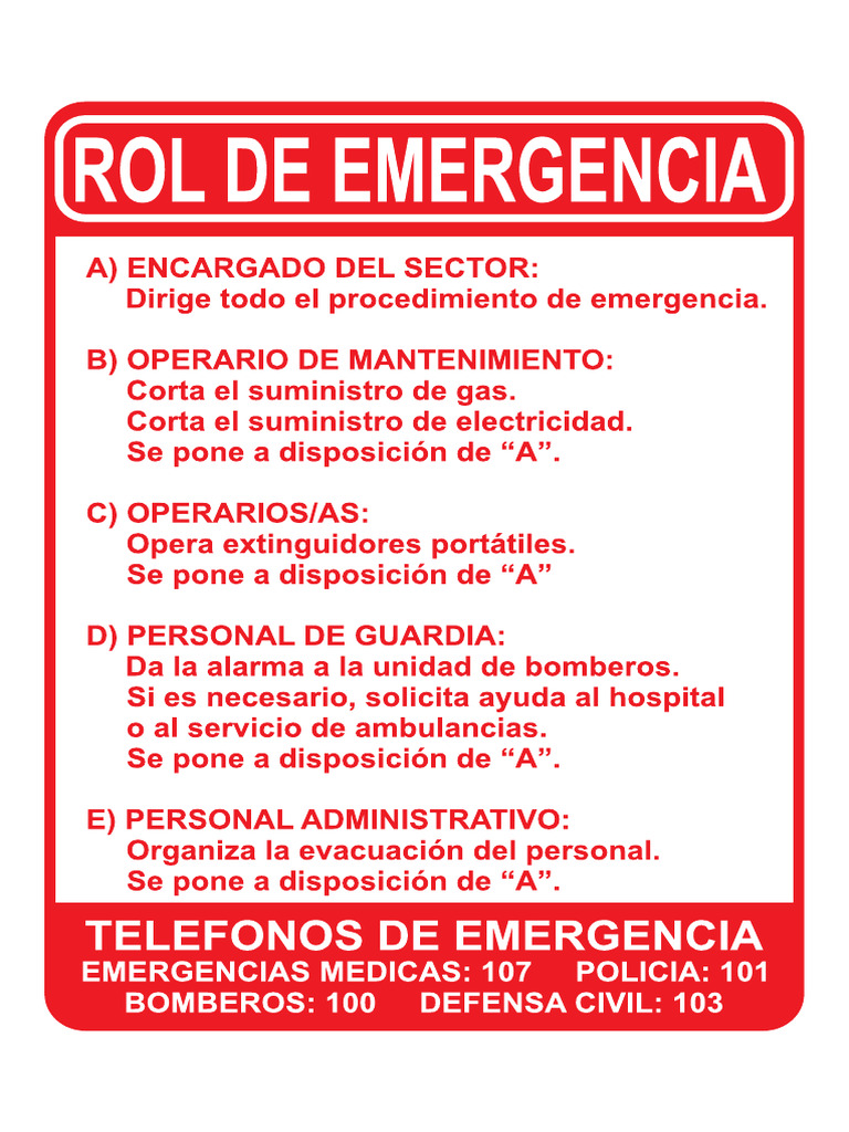 Rol de Emergencia | PDF