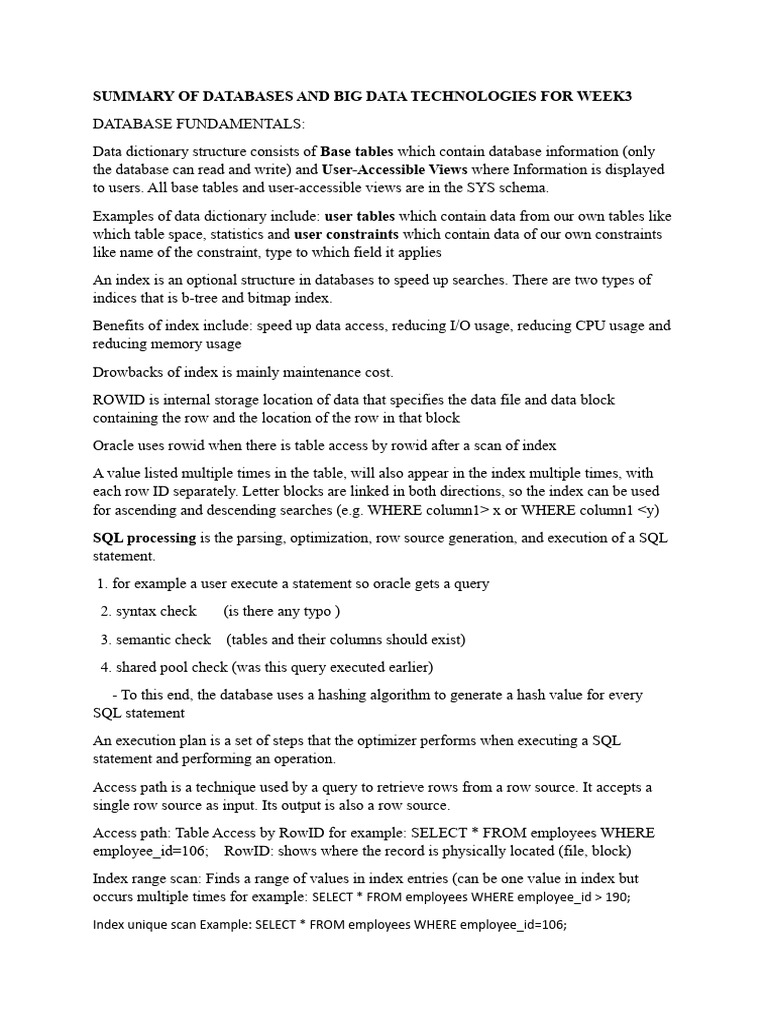 Muhoozi Denis - Summary of Databases and Big Data Technologies Week3 ...