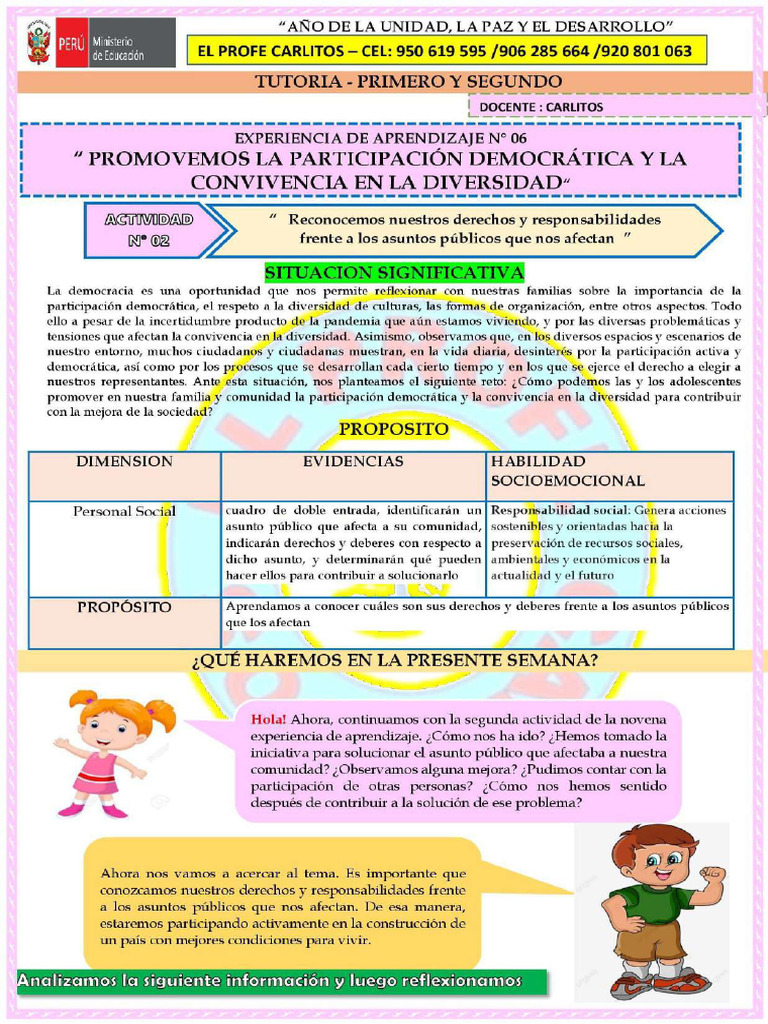 Actividad 2 - 1ero y 2do Grado - Tutoria - 00001 | PDF