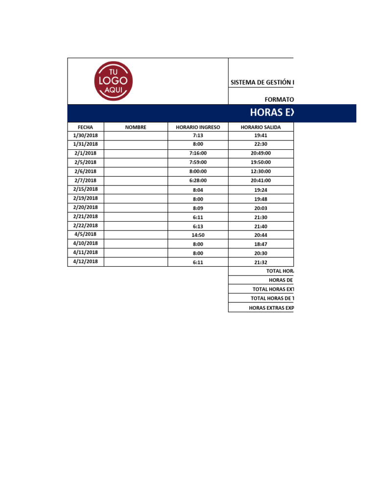 Registro de Horas Extras 2023 | PDF