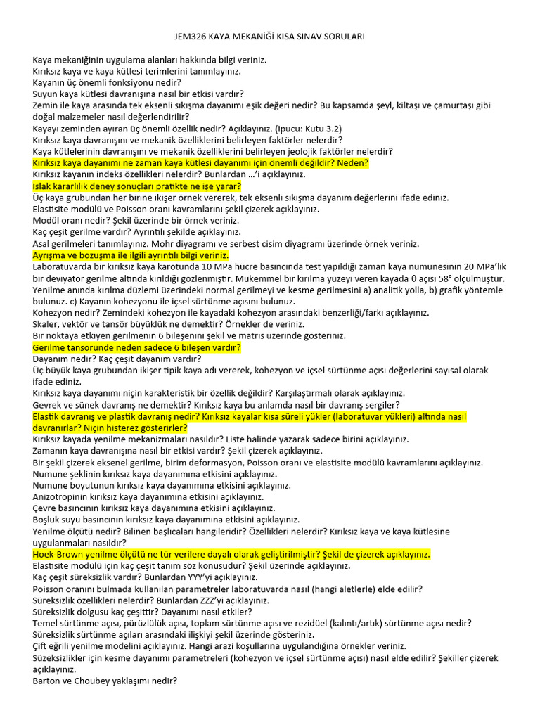 Kisa Sinav Sorulari | PDF