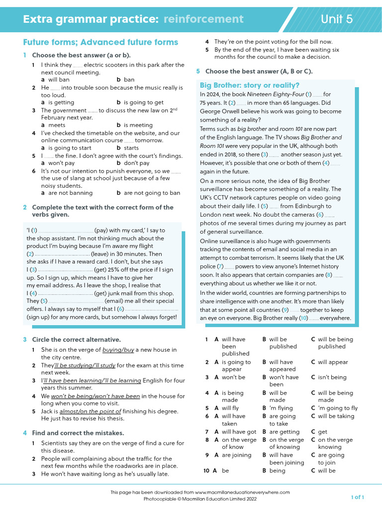 B2PLUS U5 Extra Grammar Practice Reinforcement | PDF | Surveillance | Closed Circuit Television