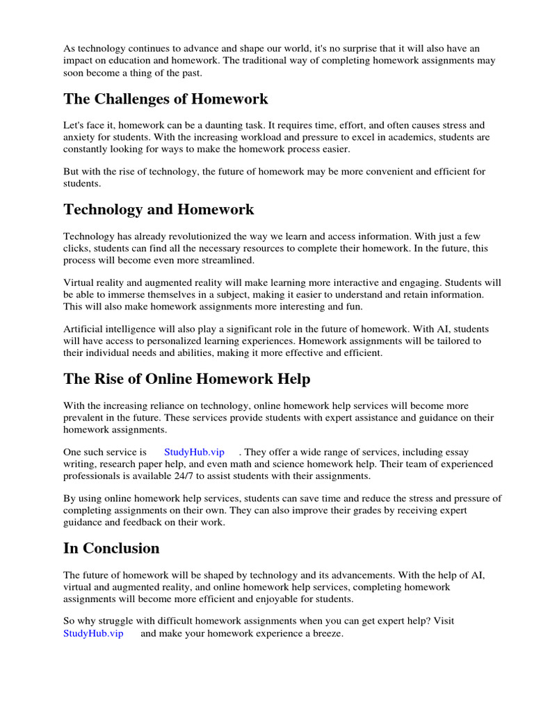 What Will Homework Be Like in The Future | PDF | Homework | Artificial ...