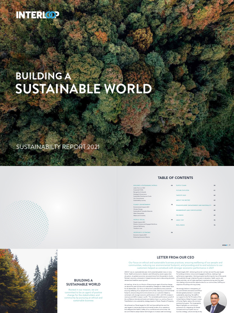 Interloop Sustainability Report 2021 | PDF | Sustainability | Sustainable Business