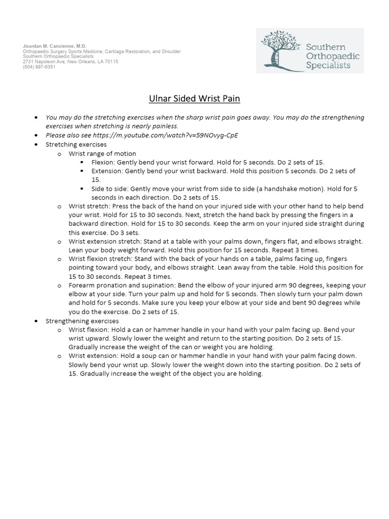 Ulnar Sided Wrist Pain Exercises Guide | PDF | Anatomical Terms Of ...