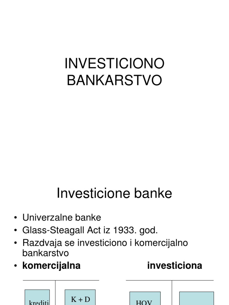 Investiciono Bankarstvo | PDF