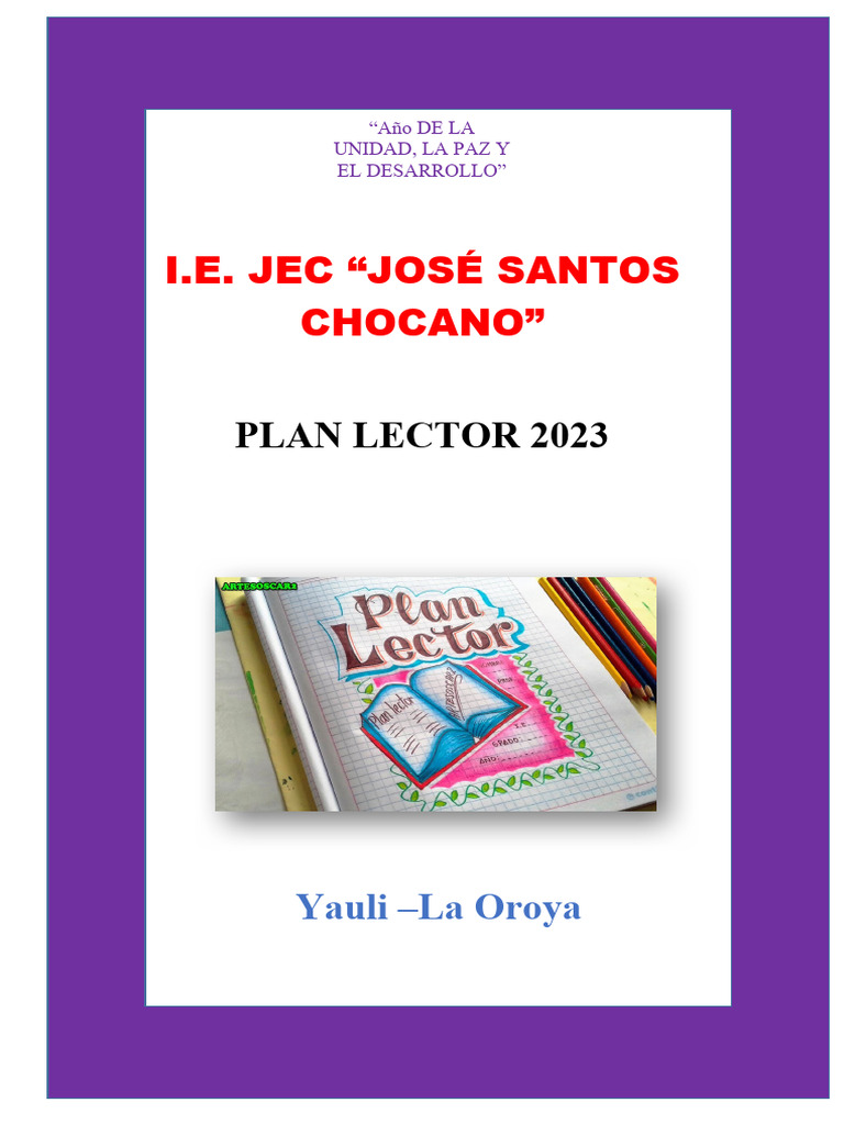PLAN LECTOR JSCH - 2023 1 - copia | PDF | Enseñando | Evaluación