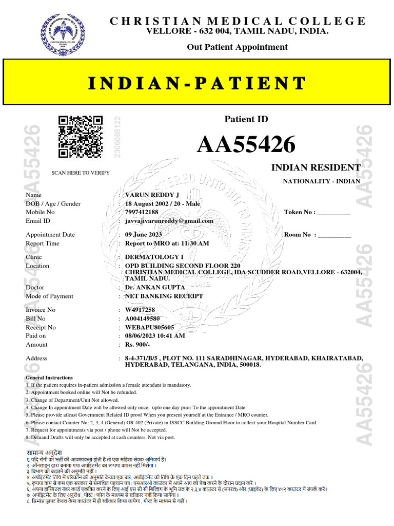 CMC Vellore Appointment | Download Free PDF | Health Care