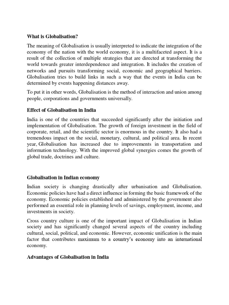 Globalisation | PDF | Globalization | Outsourcing