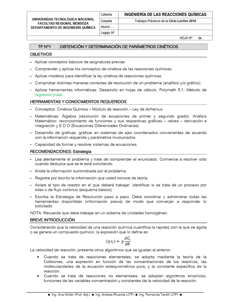 TP1 Irq | PDF | Cinética química | Velocidad de reacción