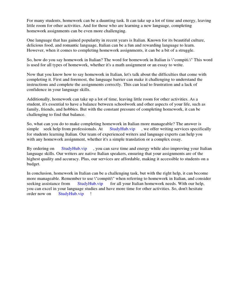 Homework in Italian: "Compiti" Explained | PDF | Homework