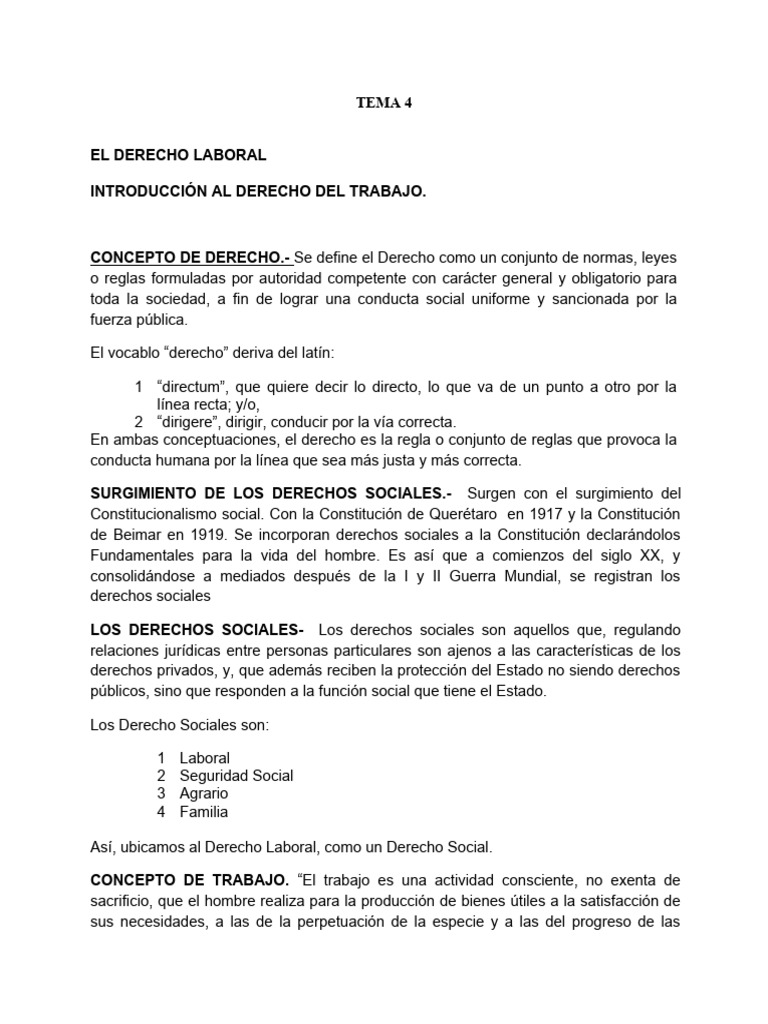 Introducción al Derecho Laboral | PDF | Derecho laboral | Salario