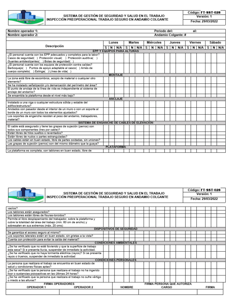 Inspeccion Preoperacional Malacate | PDF