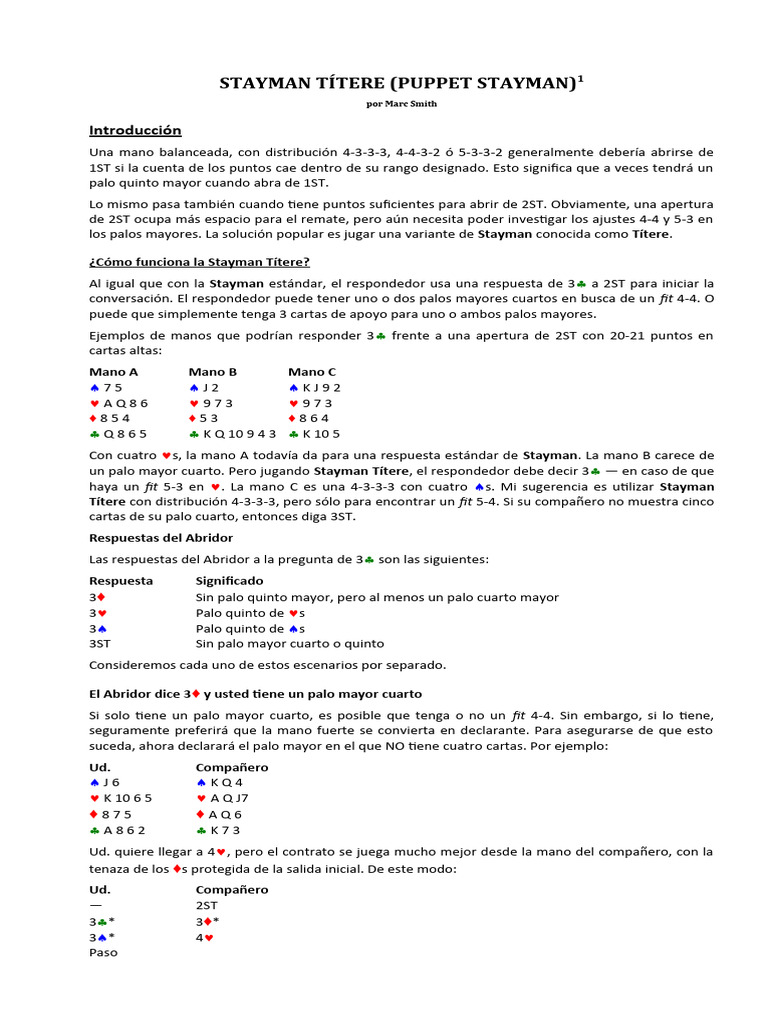 Estrategia Stayman Títere en Bridge | PDF | Puente de contrato | Juegos ...