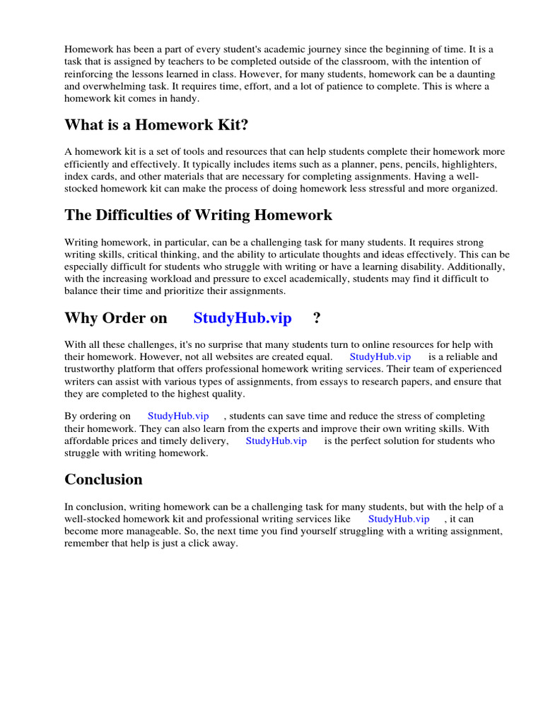 Homework Kit | PDF | Homework