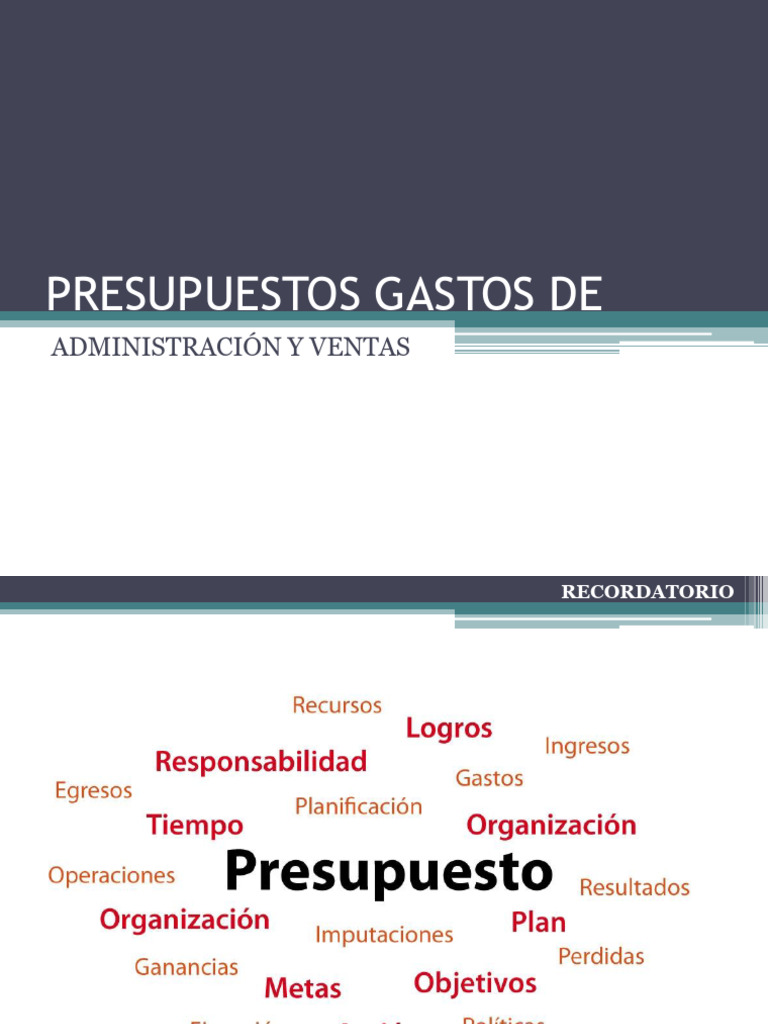 PRESUPUESTOS GASTOS DE ADMINISTRACION Y VENTAS | PDF | Presupuesto | Business