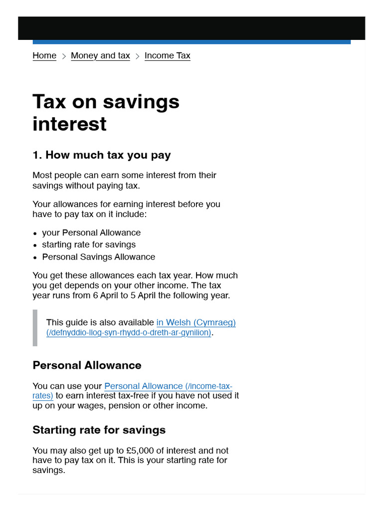 Print Tax On Savings Interest - How Much Tax You Pay - GOV - UK | PDF ...