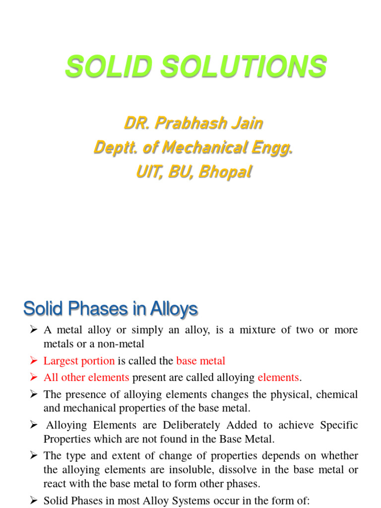 Solid Solution Final | Download Free PDF | Alloy | Solid