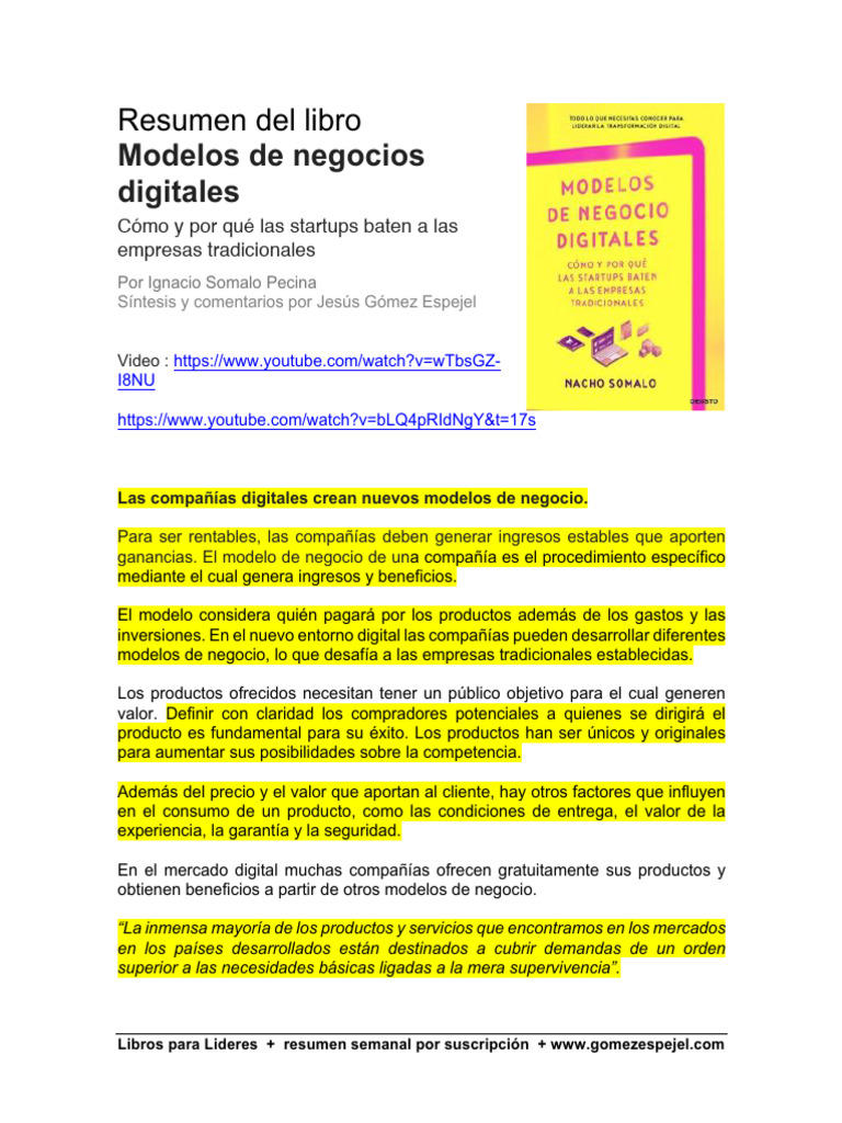 resumen Modelos-de-negocio-digitales | PDF | Modelo de negocio | Business