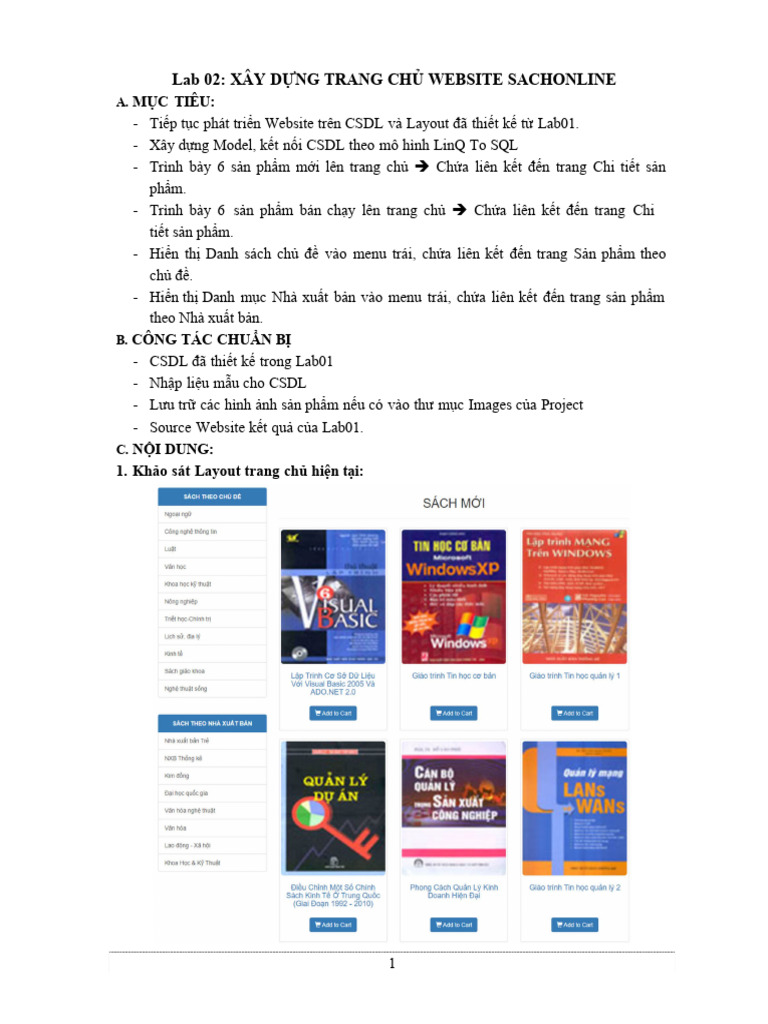 Lab02 WebSachOnline (TrangChu) | PDF