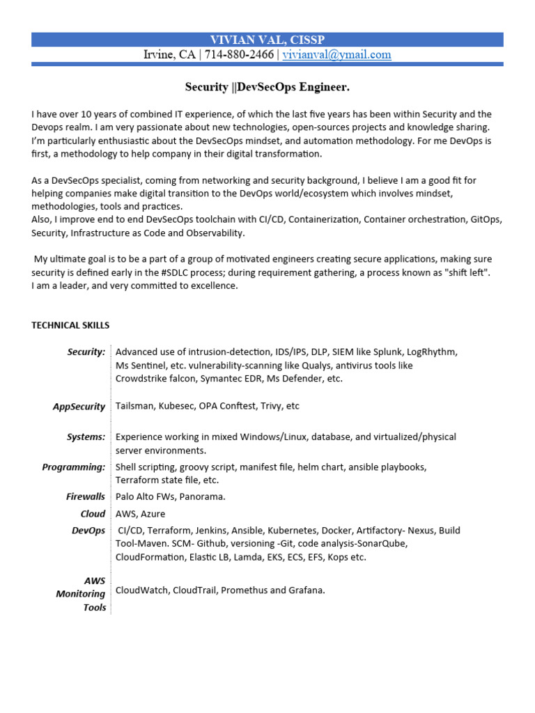 Vivian Resume | PDF | Computer Security | Security