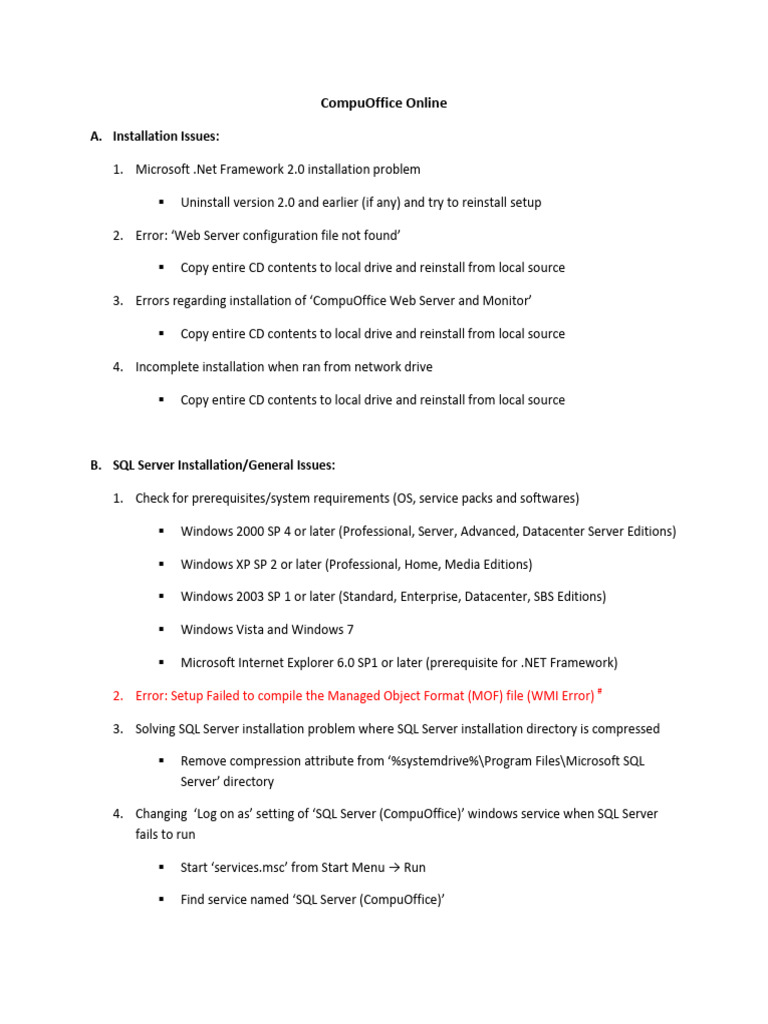 CompuOffice Installation Document602 | PDF | Installation (Computer ...