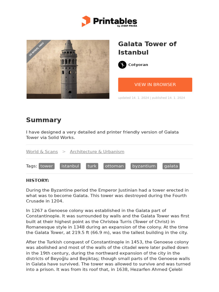 Galata Tower of Istanbul | PDF