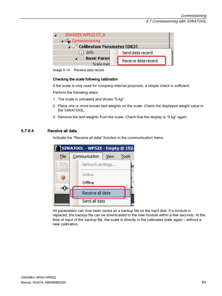 Manual SIWAREX WP521 WP522 en - PDF Page 63 | PDF