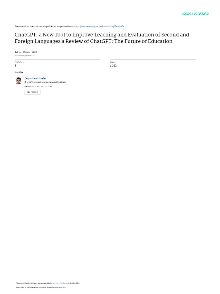ChatGPT in Language Education Review | PDF | English As A Second Or ...