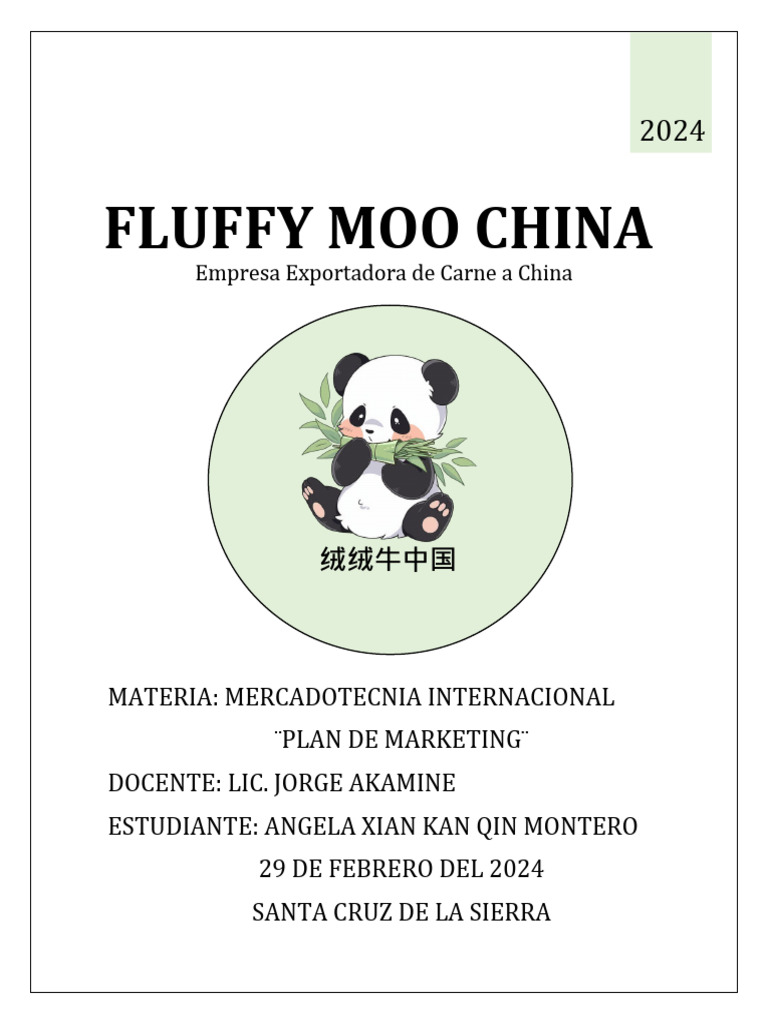 Fluffy Moo China Plan de Marketing | PDF | Carne | Bolivia