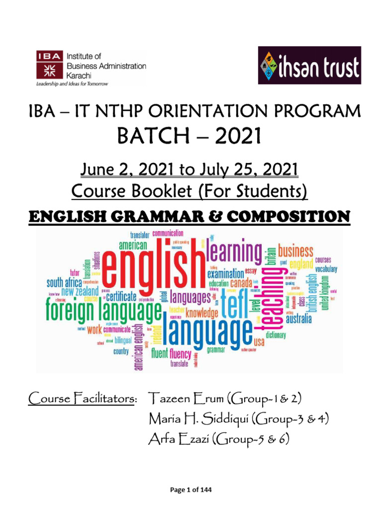 NTHP Coursepack - For Students English Grammar & Composition - Batch ...