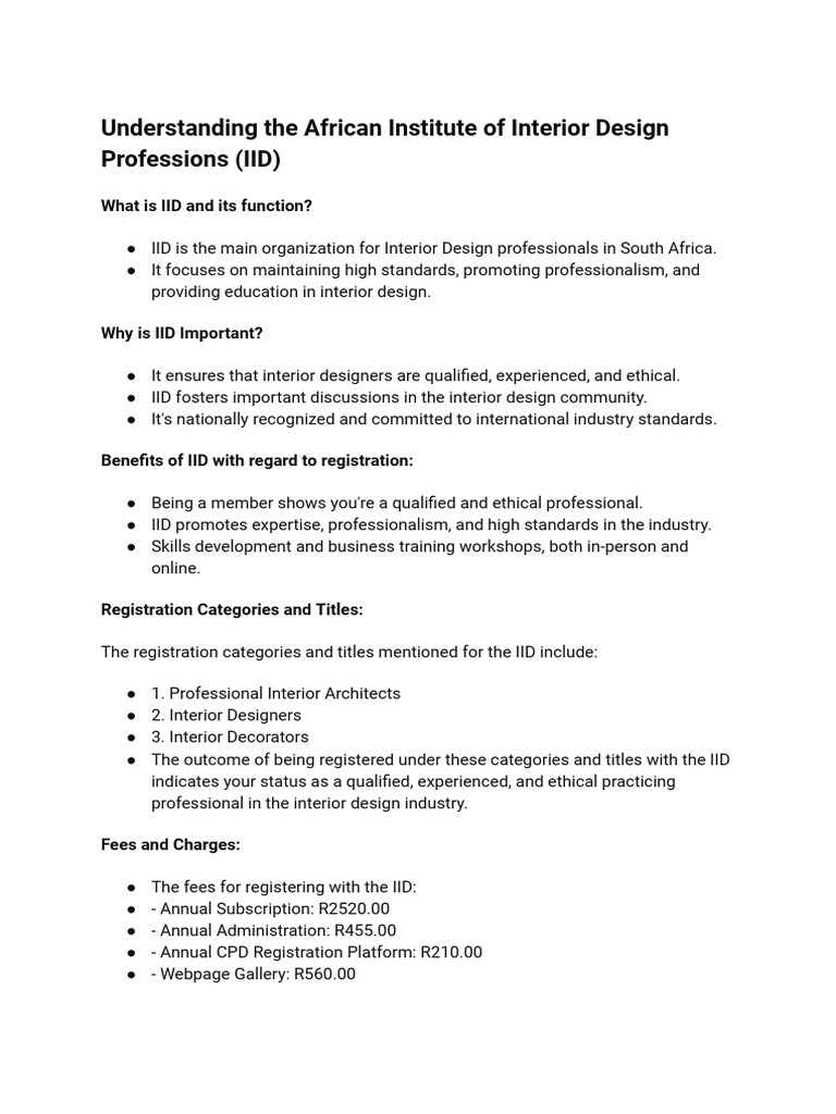 Iid Professions Pdf Interior Design Integrity