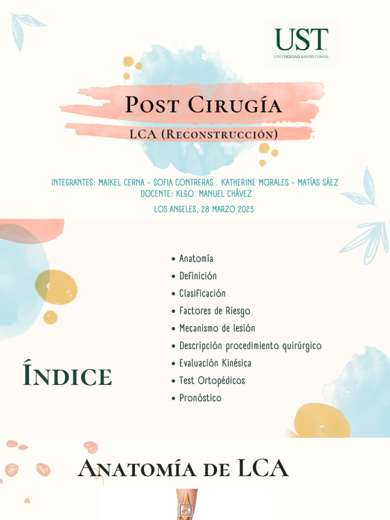Post Cirugía: LCA (Reconstrucción) | PDF | Rodilla | Articulaciones