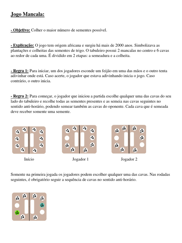 Regras e Estratégias do Jogo Mancala | PDF