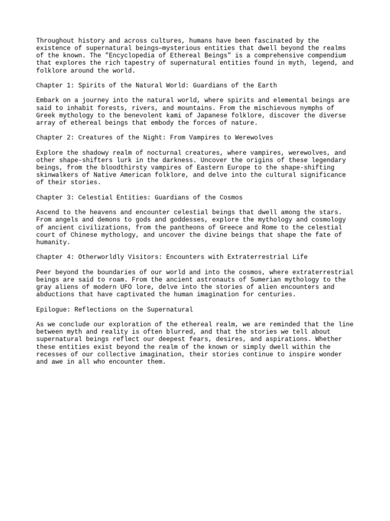 Encyclopedia of Ethereal Beings A Compendium of Supernatural Entities ...