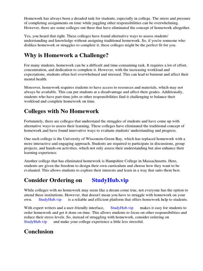 Colleges With No Homework | PDF | Homework | Schools