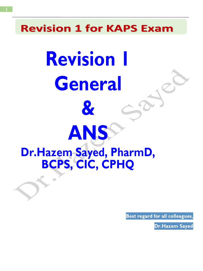 Pharmacology Revision by Dr. Hazem Sayed | PDF