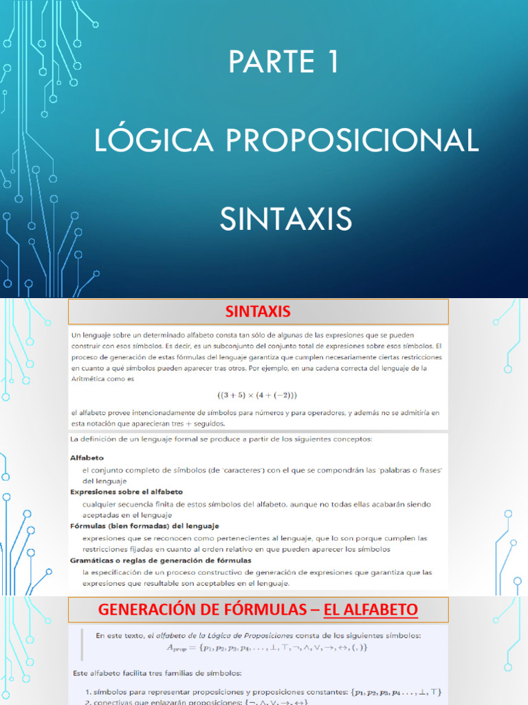Parte 1 - Lógica de Preposiciones - Sintaxis | PDF