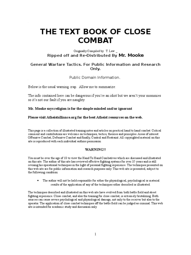The Text Book of Close Combat | PDF