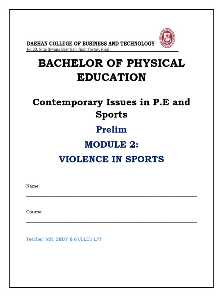 Module2 Contemp and Issue | PDF | Violence | Sports
